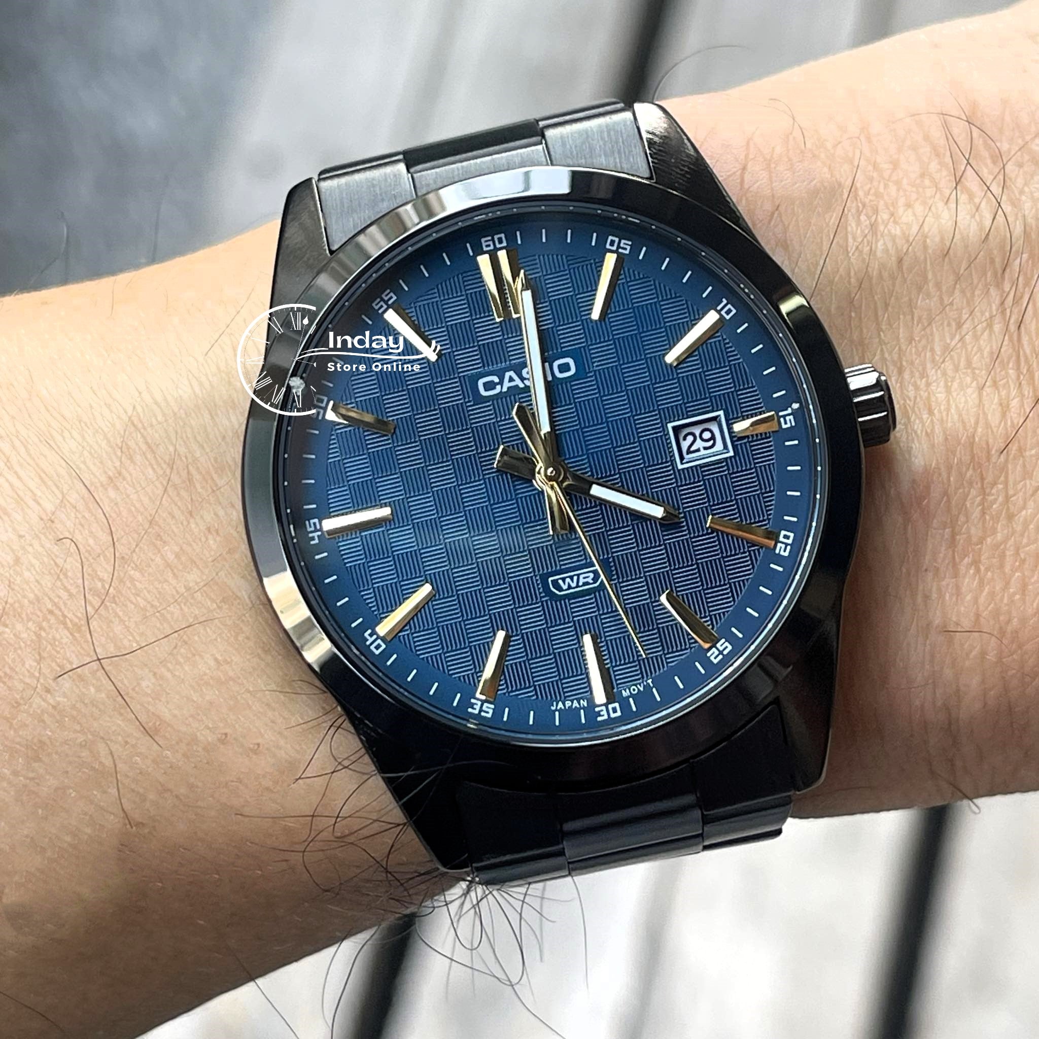 Casio Men's Watch MTP-VD03B-2A Stainless Steel Band Triple-fold Clasp ...