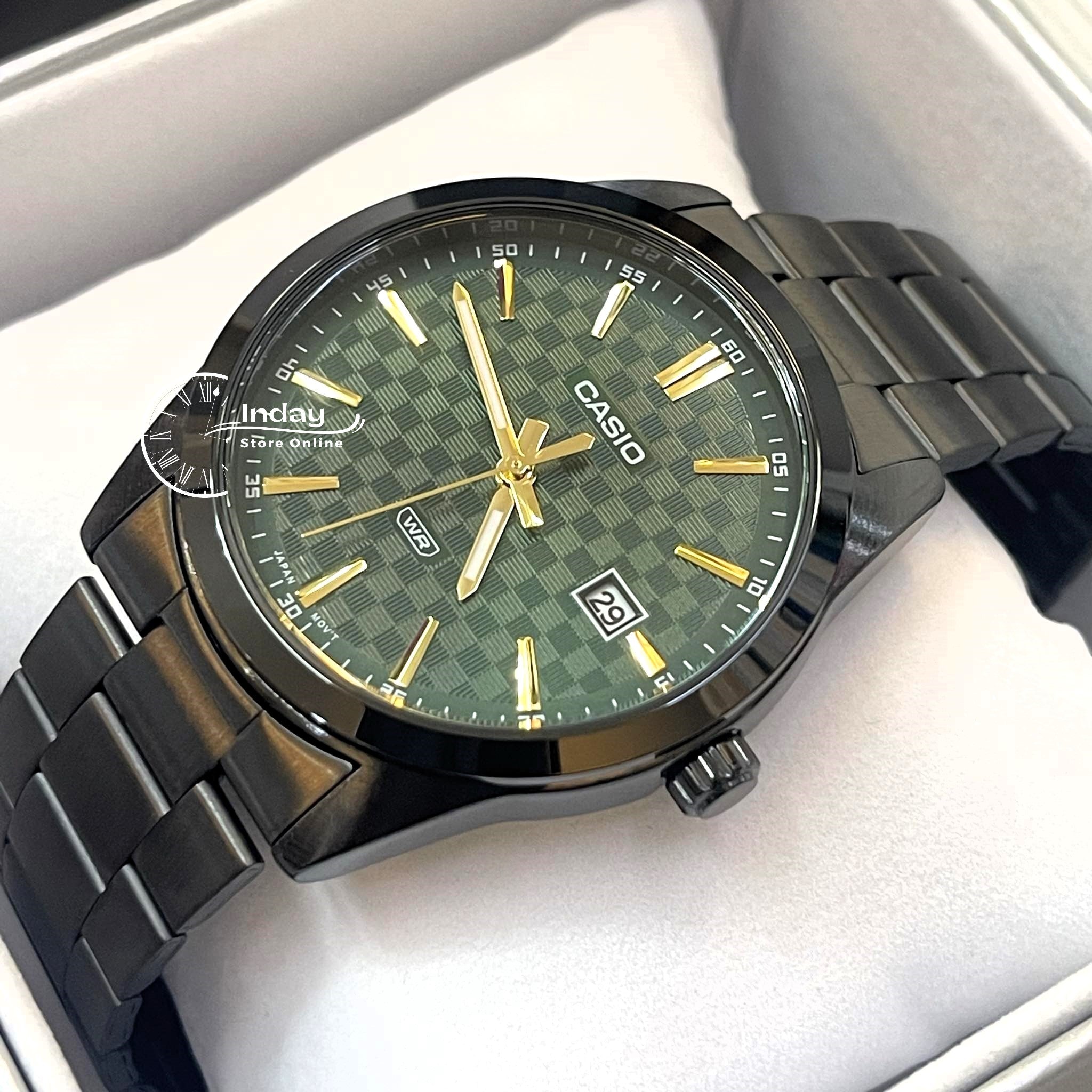 Casio Men's Watch MTP-VD03B-3A Black Color Stainless Steel Band Triple ...