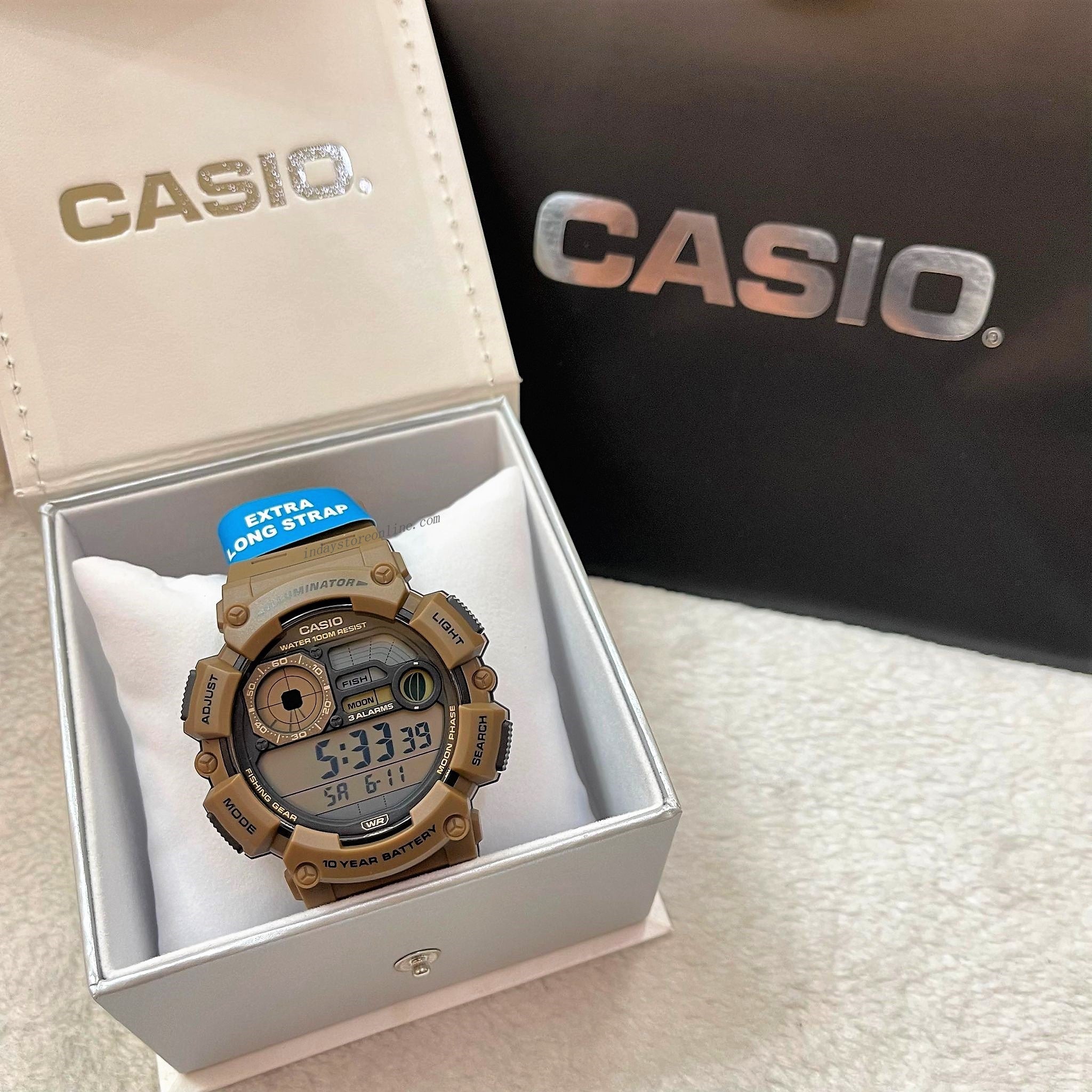 Casio Digital Men's Watch WS-1500H-5A Digital Resin Band Resin Glass B ...